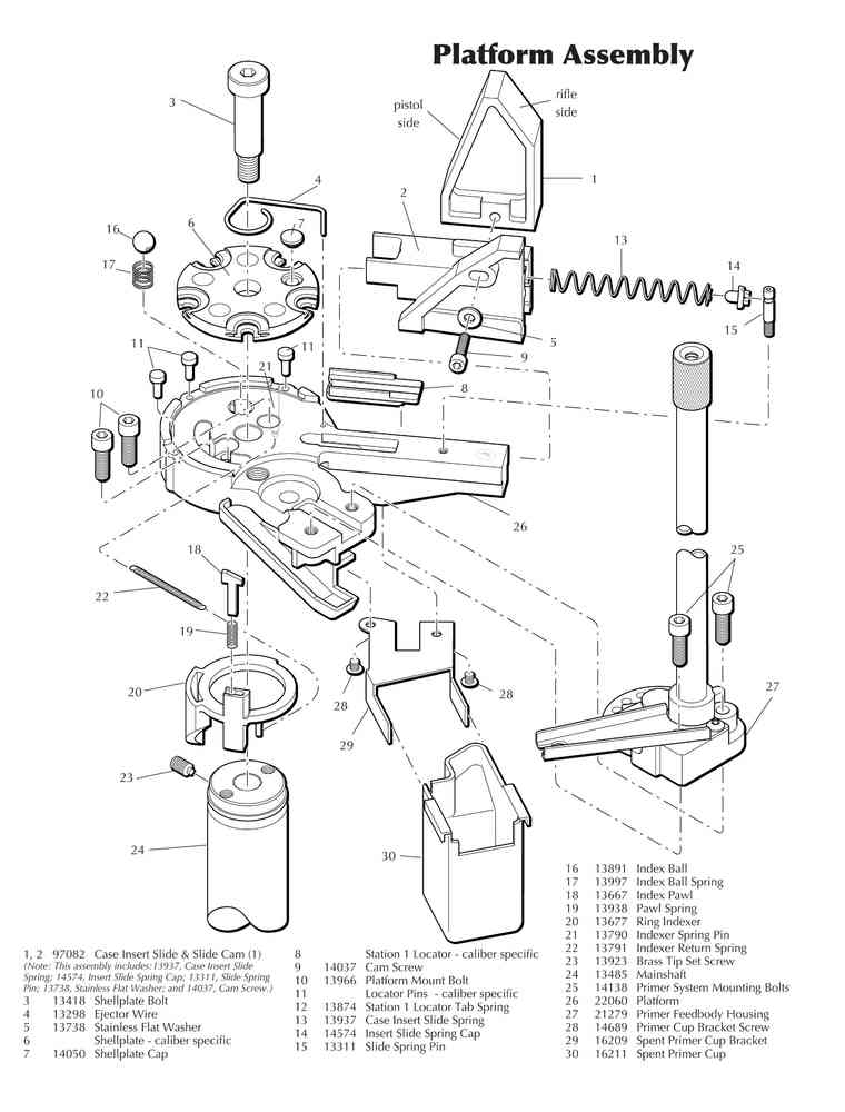 Dillon XL650 Platform - Slide & Cam Assembly (includes 1,2,5,9,13,14,15 ...